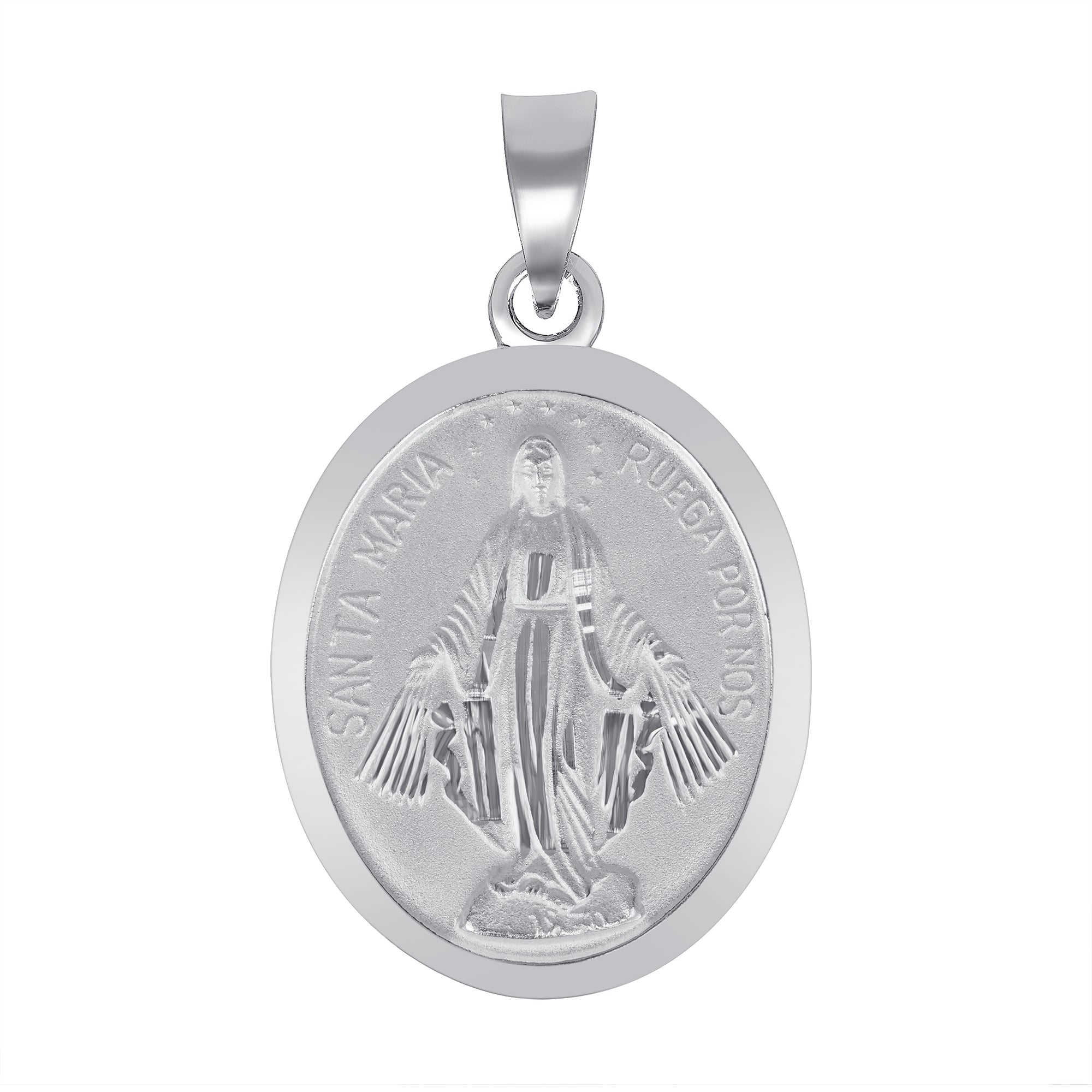 Silver 925 Virgin Mary Miraculous (Virgen Milagrosa) Large Two-Sided O ...