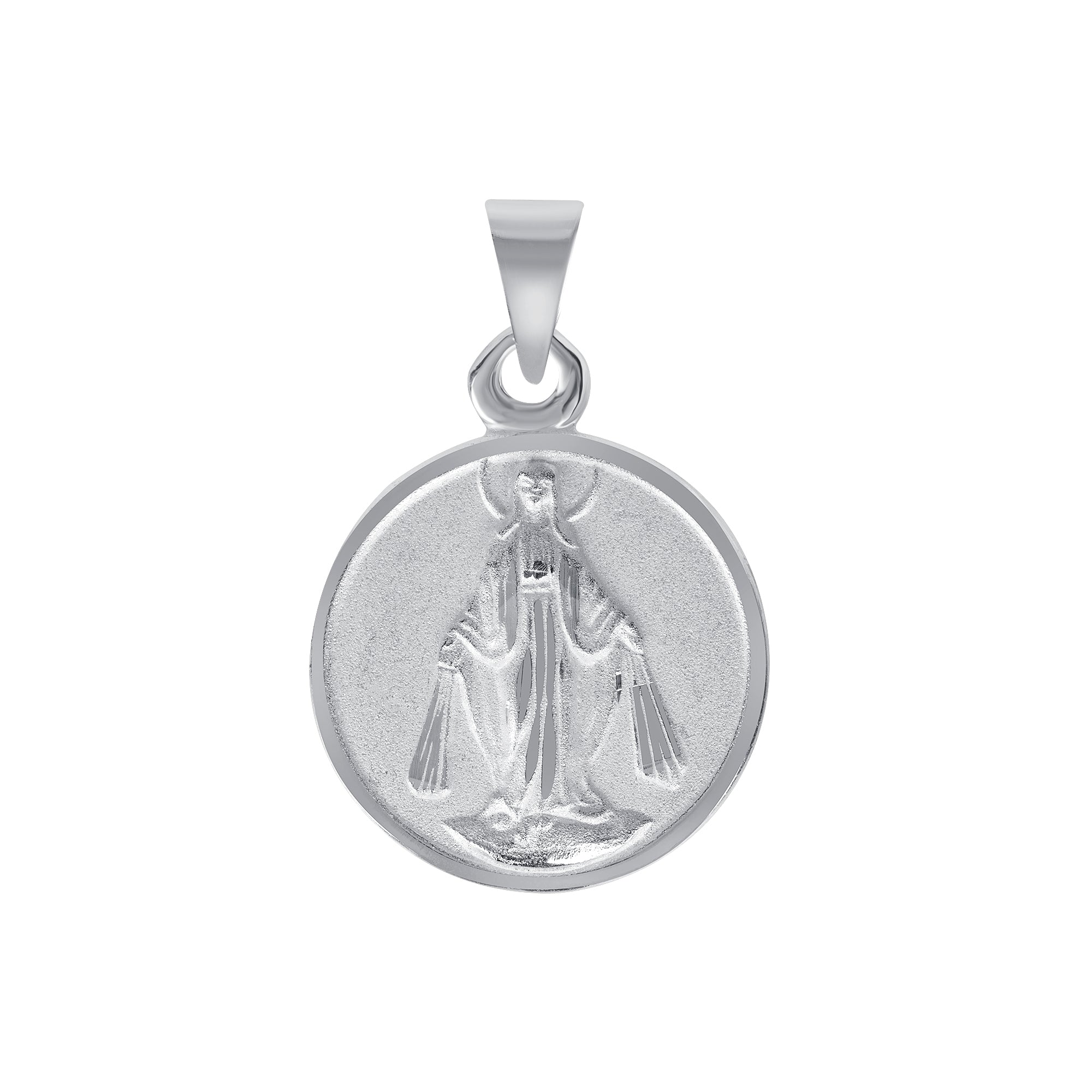 Silver 925 Virgin Small Miraculous Two-Sided Round Pendant. MEDA67 ...