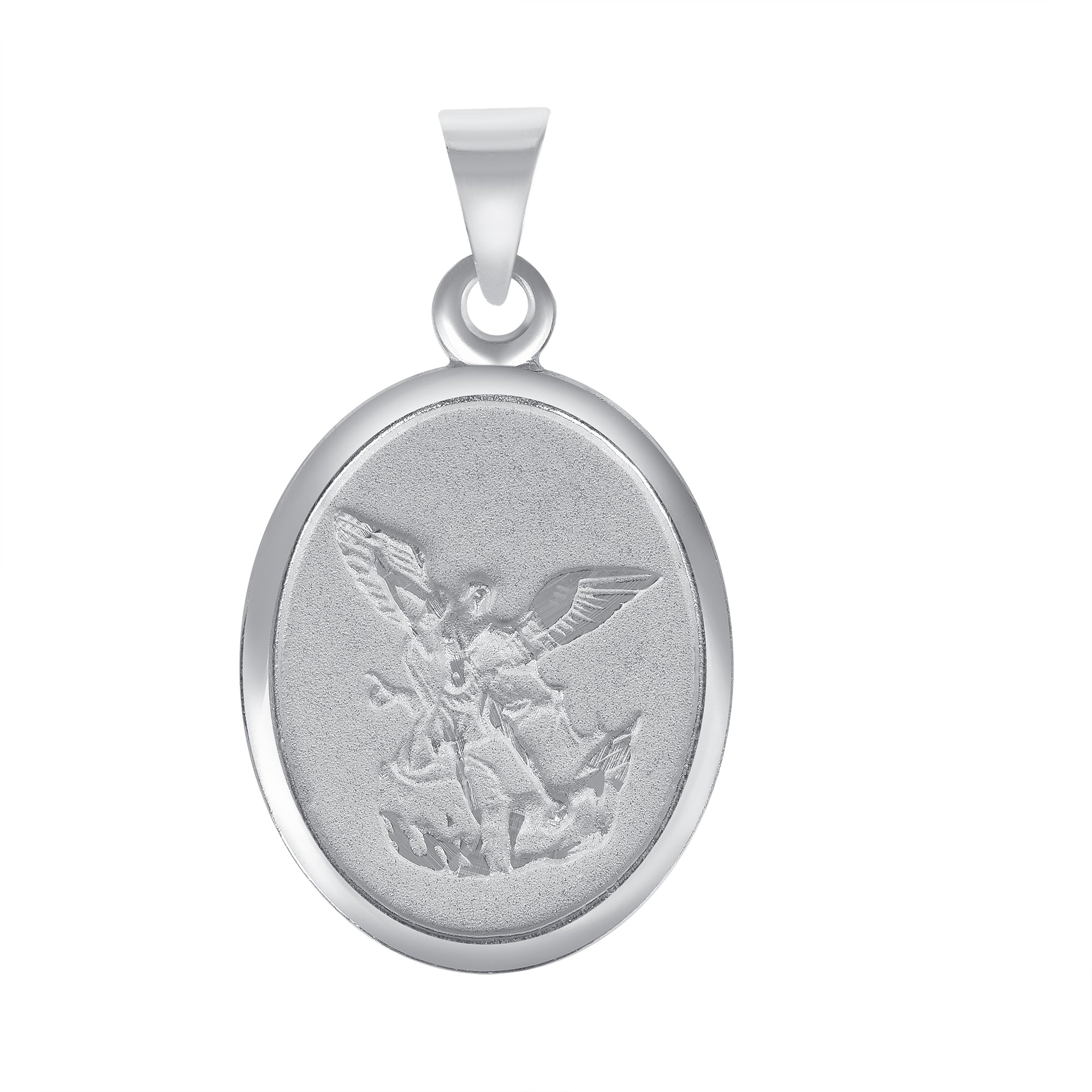 Silver 925 Saint Michael Oval Shape Pendant. MEDA86 – dsijewelry
