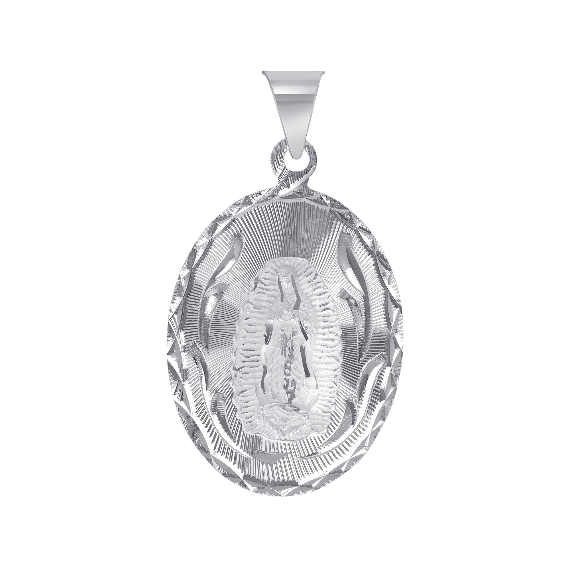 Silver 925 Virgin Mary (Virgen de Guadalupe) Extra Large Diamond Cut O ...